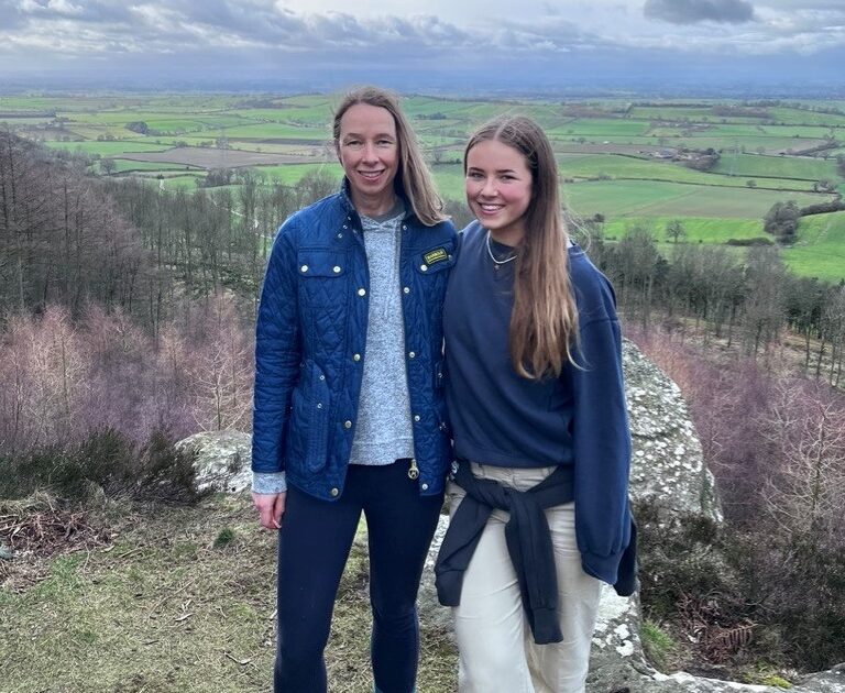 Mother daughter writing